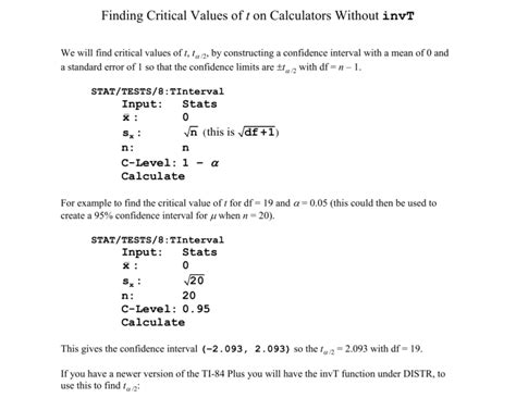 How To Find T Critical Value On Ti How To Find Critical Value Of T Test