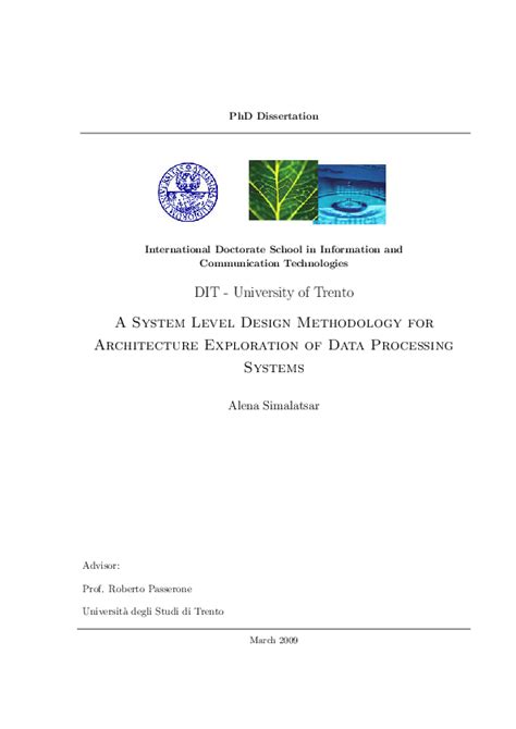 Pdf A System Level Design Methodology For Architecture Exploration Of Data Processing Systems