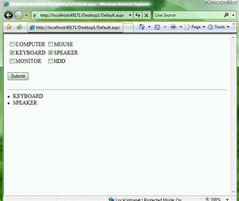 Checkboxlist Control In Aspnet