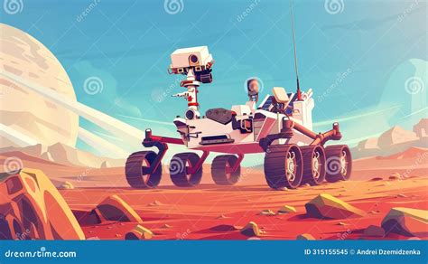 Rover On Red Planet Exploring Alien Landscapes Robotic Autonomous Vehicle For Space Exploration