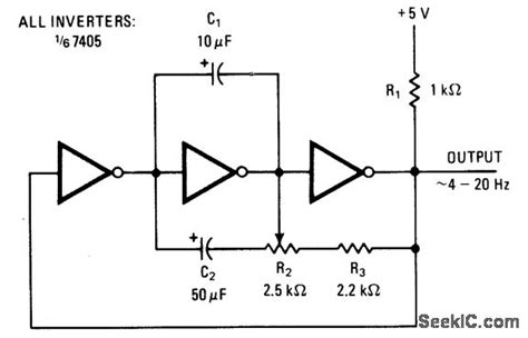 ADJUSTABLE TTL CLOCKMAINTAINS DUTY CYCLE Digital Circuit Basic Circuit Circuit