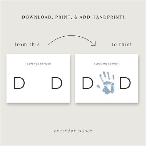 Dad Handprint Printable Handprint Art Craft For Dad Simple Minimal Dad