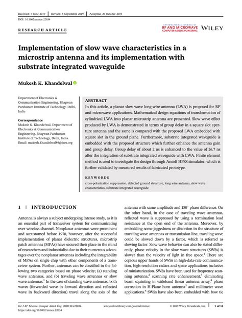 implementation of slow wave characteristics in a microstrip antenna and