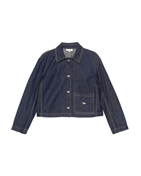 Maison Kitsuné Cropped Denim Jacket In Blue Lyst