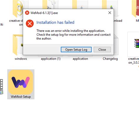 wemod installation failed error support wemod community
