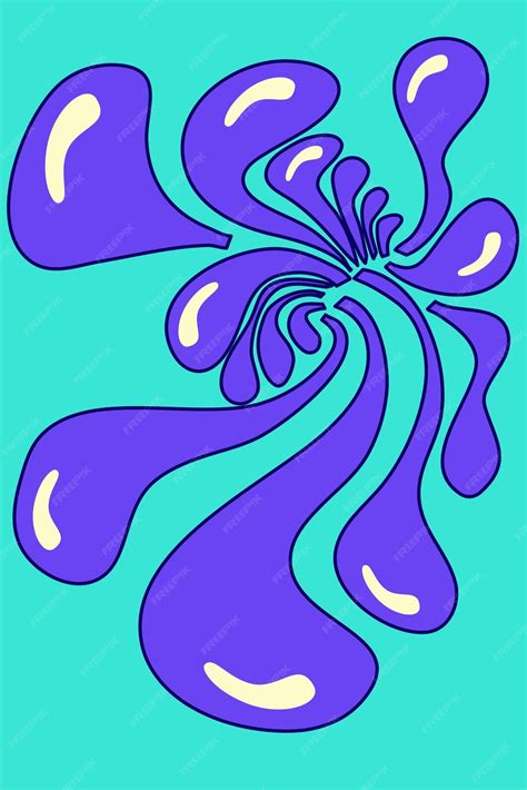 Abstrakcyjna Fala Trippy Plakat Niebieski Kolor Prosta Psychodeliczna Fala Nowoczesna Ilustracja