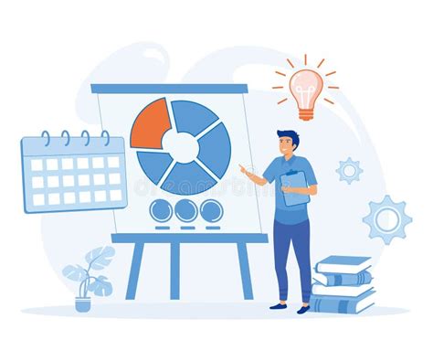 Confident Young Business Leader Presenting Marketing Statistic Report To Partners Stock Vector