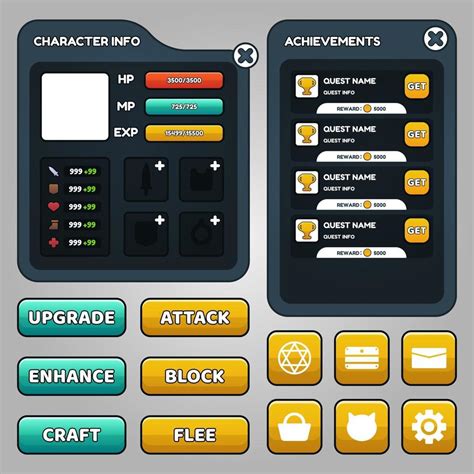 Kit Dinterface Graphique De Modèle De Jeu Vectoriel Interface