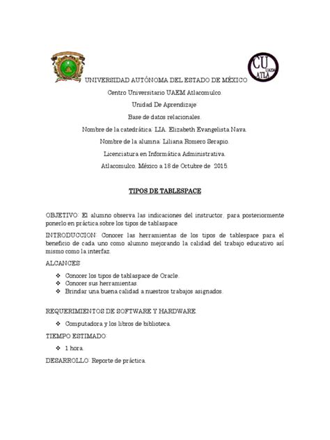 Tipos De Tablespace Pdf Oracle Corporation Apoyo