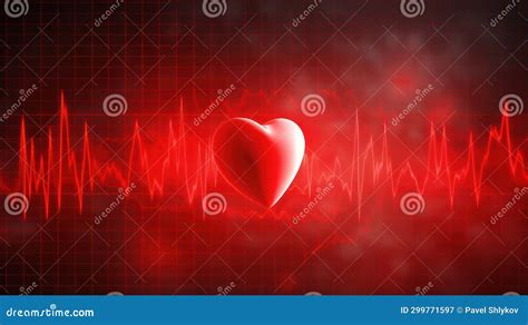 Red Heart On Electrocardiogram Ecg With Red Heart Heart Wave Heart