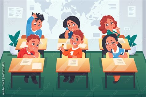 Students Sitting In Class Cartoon