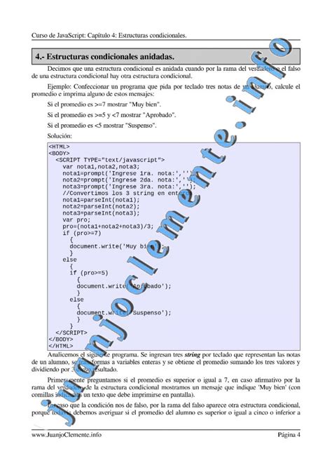 Curso Básico De Javascript 4 Estructuras Condicionales Blog De Juanjo Clemente