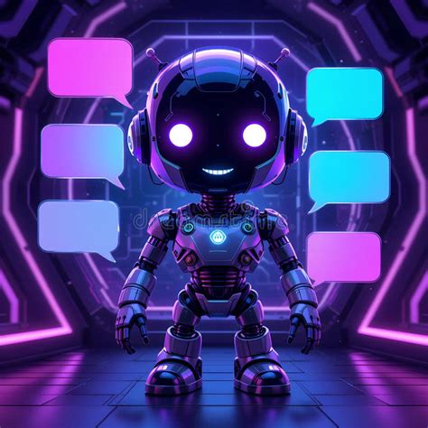 Futuristic Cute Chat Robot Engaging In Conversation With Colorful
