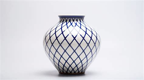 Elegant Blue And White Ceramic Vase With Symmetrical Grid Pattern Stock Illustration