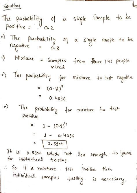 Solved Testing For A Disease Can Be Made More Efficient By Combining