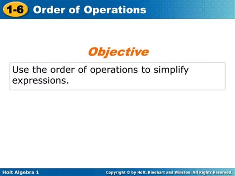 Ppt Use The Order Of Operations To Simplify Expressions Powerpoint