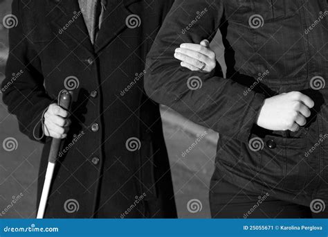 Accompanying Blindvisually Impaired Man Stock Image Image Of Arms