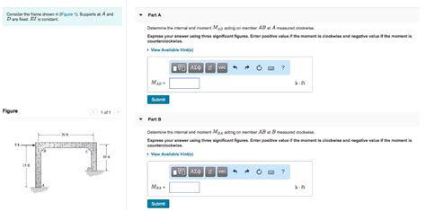 Solved Consider The Frame Shown In Figure 1 Supports At A