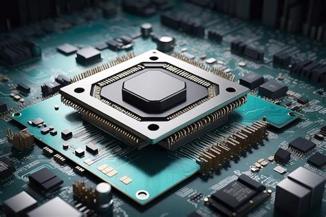 Premium Photo View Of A Cpu Processor Chip With A Gear And Network