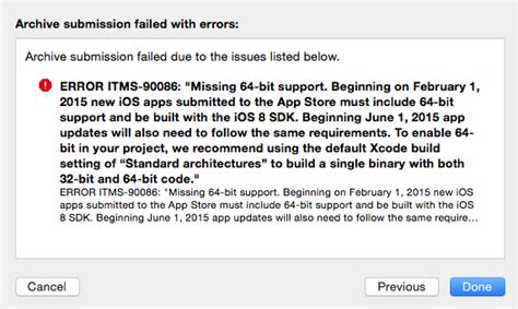 Objective C How To Solve Error Itms 90086 Missing 64 Bit Support In Ios App Submission From