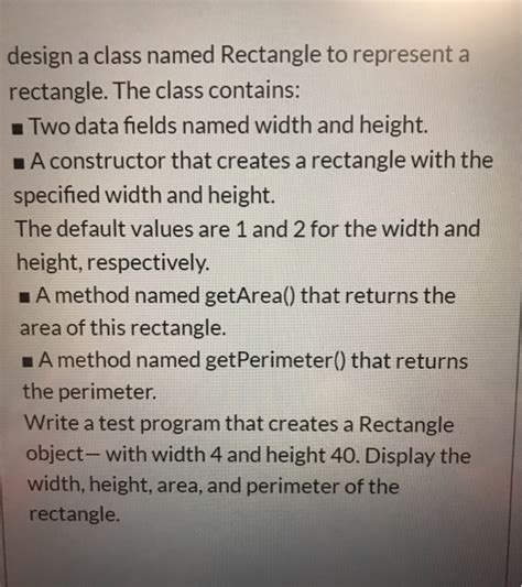 Solved Design A Class Named Rectangle To Represent A