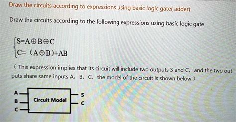 Draw The Circuits According To Expressions Using Basic Logic Gate Adder Draw The Circuits