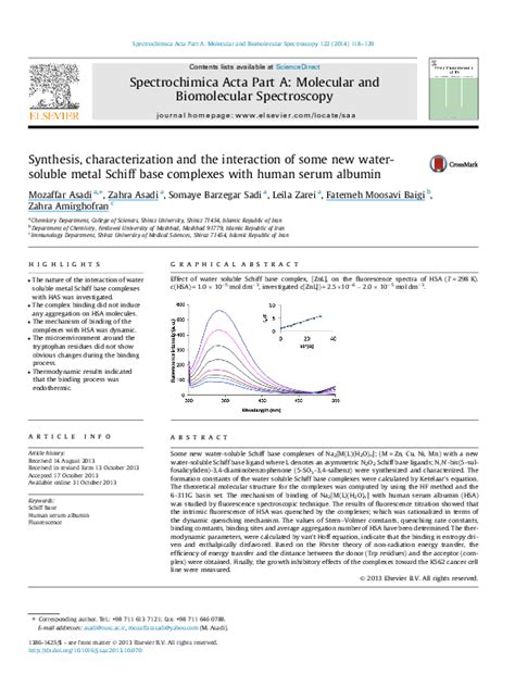Pdf Synthesis Characterization And The Interaction Of Some New Water