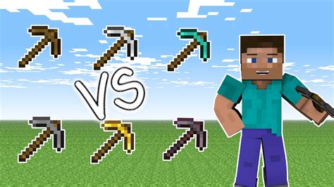 Wooden Vs Stone Vs Iron Vs Gold Vs Diamond Vs Netherite Pickaxe