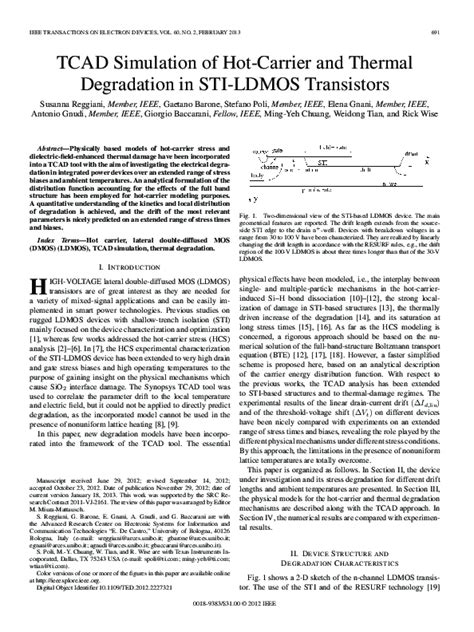 Pdf Tcad Simulation Of Hot Carrier And Thermal Degradation In Sti Ldmos Transistors