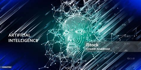 3d 그리드 면이 있는 추상 배경입니다 Ai 렌즈 효과와 인공 지능 개념 추상 디지털 그리드 인간의 얼굴 0명에 대한 스톡 사진