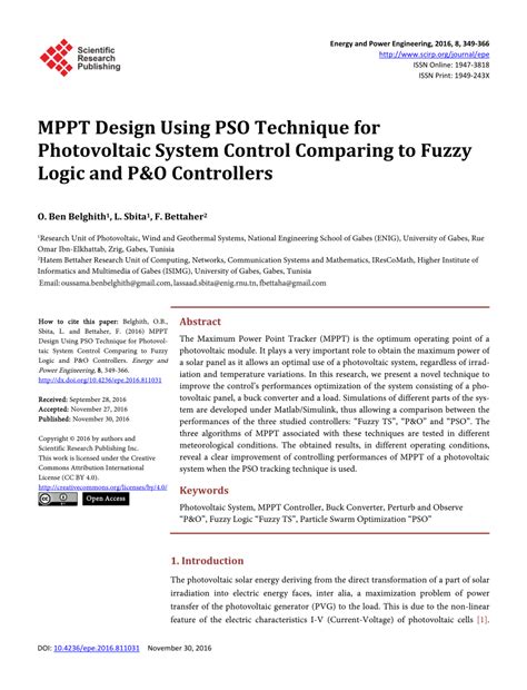 pdf mppt design using pso technique for photovoltaic system control