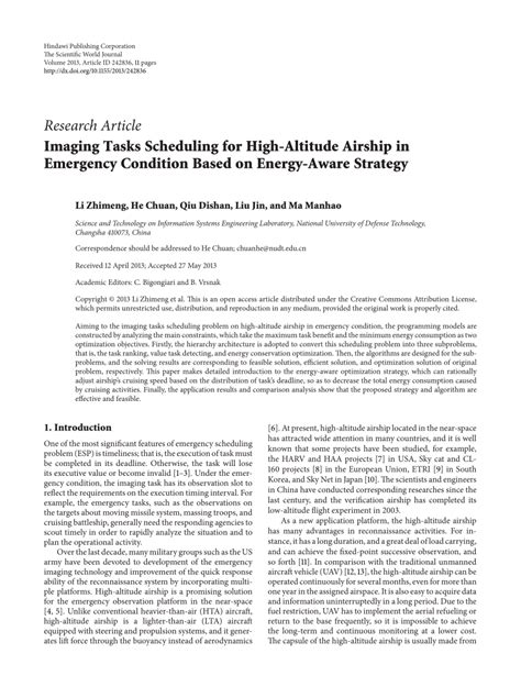 Pdf Imaging Tasks Scheduling For High Altitude Airship In Emergency Condition Based On Energy