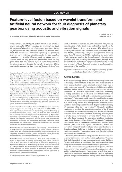 Pdf Feature Level Fusion Based On Wavelet Transform And Artificial Neural Network For Fault