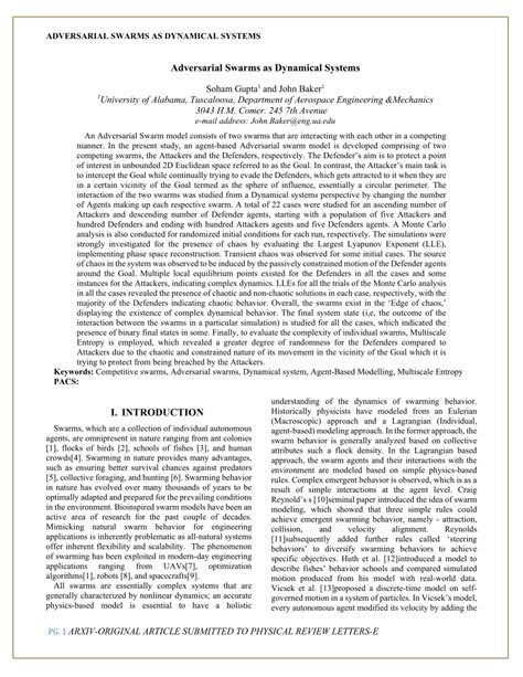 Pdf Adversarial Swarms As Dynamical Systems