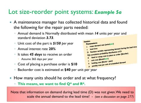 Solved Lot Size Reorder Point Systems Example 5a A