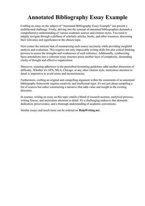 Annotated Bibliography Essay Example Pdf