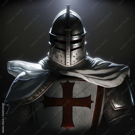 Medieval Templar Crusader Knight In Full Armor 3d Render Character