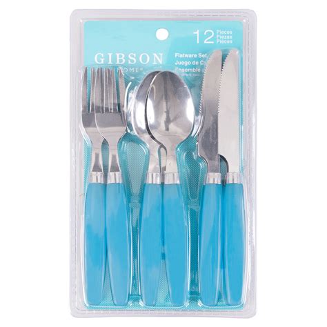 Plastic Handle Flatware Set 12 Pcs Colour Blue Rossy