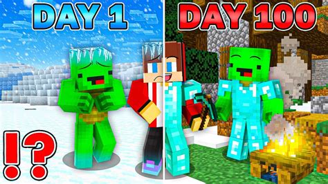 Jj And Mikey Frozen Survival 100 Days In Minecraft Challenge Maizen Youtube