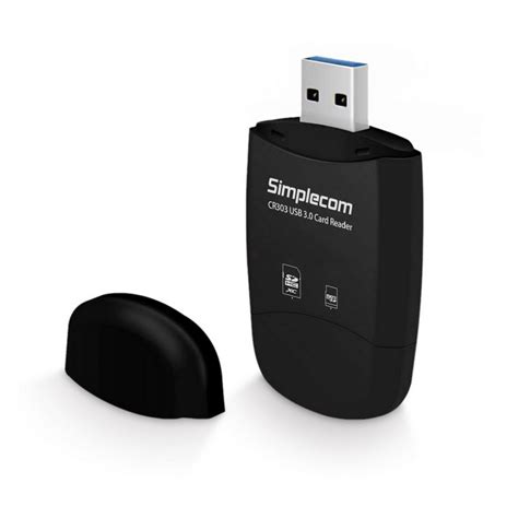 Simplecom CR Slot SuperSpeed USB Card Reader With Dual Caps