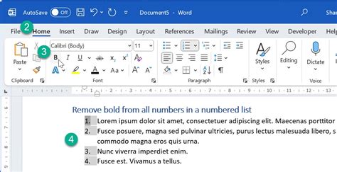 How To Remove Bold From Numbered List In Word Excel At Work