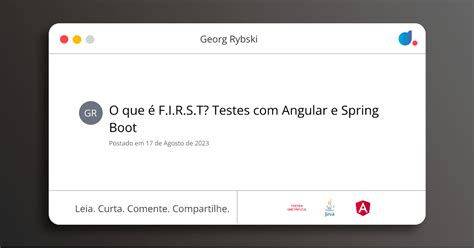 O Que é First Testes Com Angular E Spring Boot Georg Rybski Testes Unitários Java