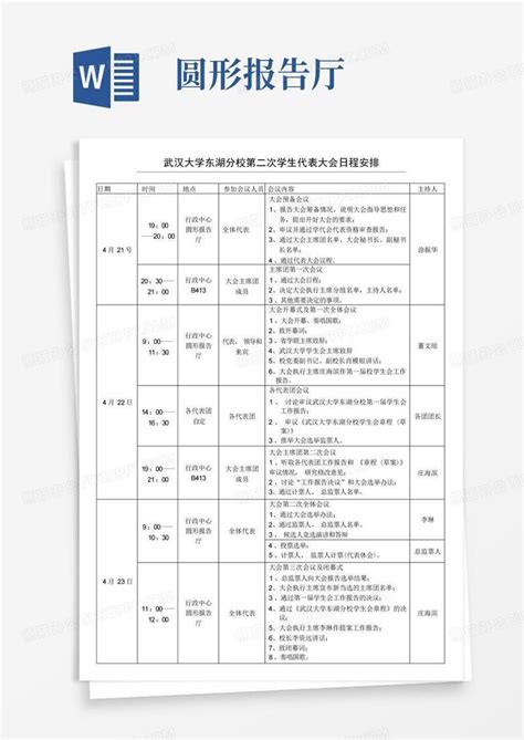 学代会会议日程Word模板下载 编号ldekrxre 熊猫办公