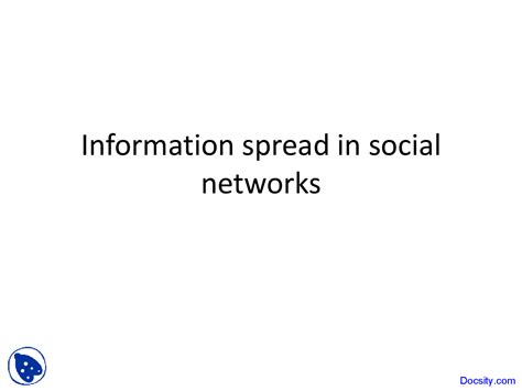 Information Spread Complex Networks Lecture Slides Docsity