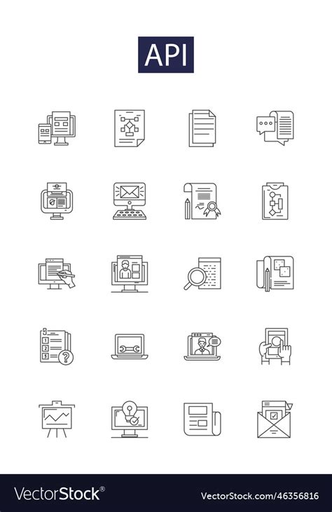 Api Line Icons And Signs Application Royalty Free Vector