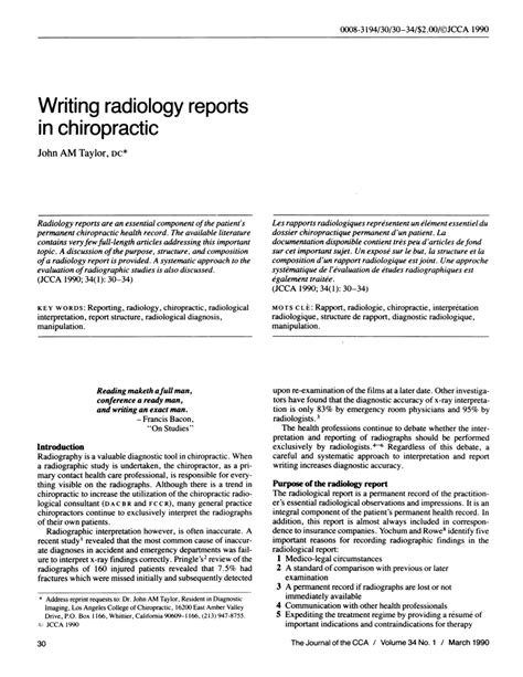Chiropractic X Ray Report Template