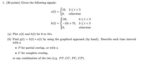 solved 1 30 points given the following signals x t