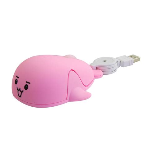 Cute Cartoon Dolphin Mini Pink Mouse For Girl Retractable Usb Wired