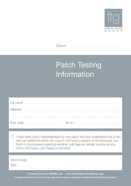 Patch Test Form Products And Accessories Ftg Shop