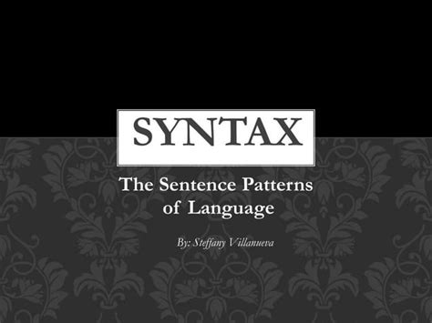 Linguistics Syntax Ppt